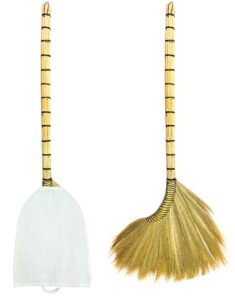 handmade asian thai broom thick natural grass brush & handle broomstick in vintage viet whisk straw design