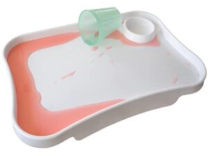 spillytray | hard plastic kid's placemat with elevated ridge and non-slip surface on bottom | multi-use kid's tray | contain mealtime spills and craft messes within child's tray | bpa free