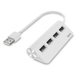 hama 00200120 external 4-port usb 2.0 hub, usb powered, white