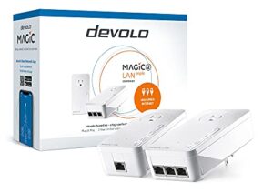 devolo magic 2 lan triple powerline starter kit | 2000 mbps | g.hn wave 2 | 2 passthrough adapters | 4x gb lan ports [3+1] | plug & play | 1,600 ft. coverage | best for multimedia use