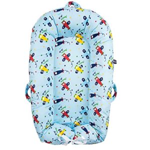 newborn lounger cover for dock a tot covers only deluxe plus baby nest sleep pod change extra cover 100% cotton co sleeping replacement boys (fits dockatot deluxe+) (blue, airplane)