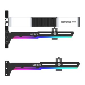 uphere 5v 3pin addressable rgb graphics card gpu brace support video card sag holder,built-in 5v argb strip,adjustable length and height support,g276argb