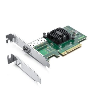 alwong 10 gigabit network card, with intel 82599en controller, single sfp+ port, ethernet lan adapter support windows server/linux/vmware, equivalent to intel x520-da1 (intel e10g42btda)