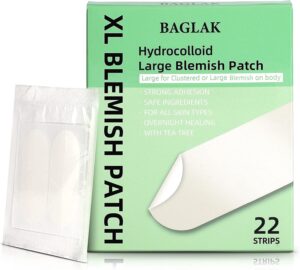 baglak large blemishes patches - 22 strips, xl size, hydrocolloid t dots, blemishes patch - zit stickers, for face blemishes absorbing cover patch - zit sticker facial skin care