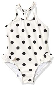 jessica simpson baby girls one piece swimsuit, black dot, 6 months us