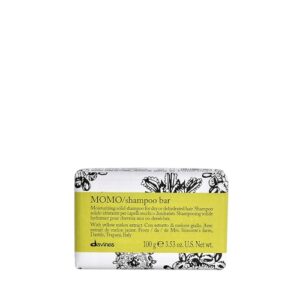 davines momo shampoo bar, moisturizing formula for all hair types, gently cleanse and add shine, 100 g.