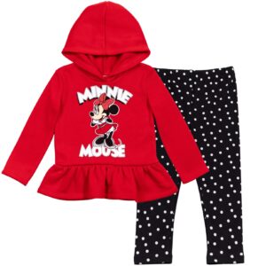 disney minnie mouse infant baby girls fleece pullover peplum hoodie leggings set red 18 months