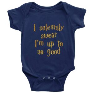 migsrater unisex baby i solemnly swear i am up to no good one piece bodysuit short sleeve romper