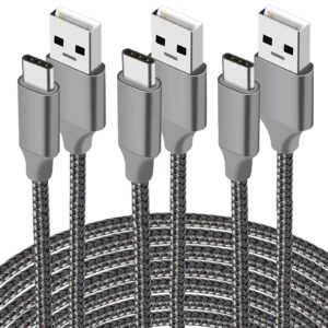 usb c chargercable 10ft,3pack cileenlongfastchargingcordcompatibleformotogpower/stylus,samsung s10/s9/s8,note8,a51/a01/a11,tab s6/7lite,oneplusnord n10,nikonz6/7,blu g90 pro,tcl 10l,ps5 3p-10f-gray