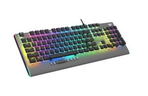 netis k3101 wired mechanical gaming keyboard rainbow backlit cherry mx red switches equivalent with multimedia wheel for gaming and office pc laptop desktop computers