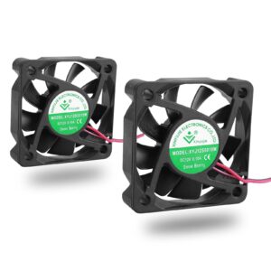 2 pcs 50mm 12v cooling fan, icstation 0.08a 5010 5012 dc silent brushless long life computer fan for 3d printer pc computer case fan, 4200 rpm high 11.89 cfm