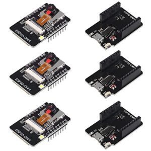 dorhea esp32 cam wifi bluetooth development board with ov2640 camera module + micro usb to serial port ch340c 4.75v-5.25v nodemcu for raspberry pi - 3 set