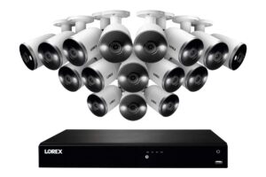 lorex n4k3sd-1616wb 4k smart deterrence 16 channel surveillance system w/ n862a63b 4k 3tb fusion nvr and 16 e892ab 4k smart deterrence bullet cameras