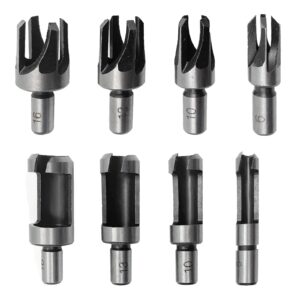 8pcs carbon steel wood plug cutter set,1/4” 3/8” 1/2” 5/8” barrel cork tenon hole saw cutting tool drill bit for woodworking