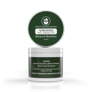 oak city beard company - viking - 4 ounce - beard butter - vetiver - cedarwood - citrus - woodsy fresh scent! - beard conditioner -