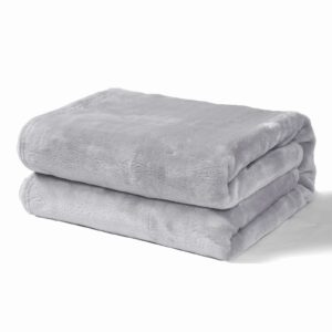 exclusivo mezcla fleece throw blanket for couch, super soft and warm blankets, light grey throw all season use, cozy, plush, lightweight, 30x40 inches