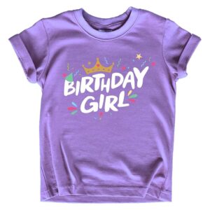 birthday girl shirt crown 1st first 2nd two 3rd 4th 5th toddler birthday outfit (purple, 7 years)