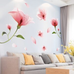 buer homie wall stickers, pink flowers decals for living room diy