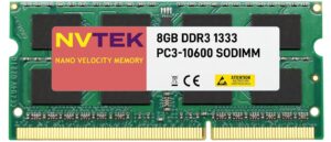 nvtek 8gb (1x8gb) ddr3 1333mhz pc3-10600 sodimm 2rx8 1.5v 204-pin non-ecc laptop pc computer memory