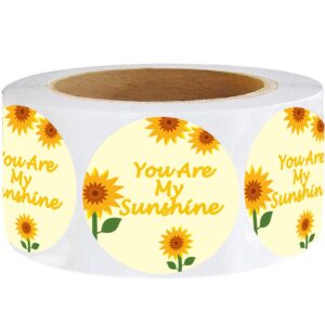 top label sunflower happy mail stickers,1.5 h thank you shipping label for packing,envelope seals,perfect for small business,boutiques,500 pcs per pack, cler,bright