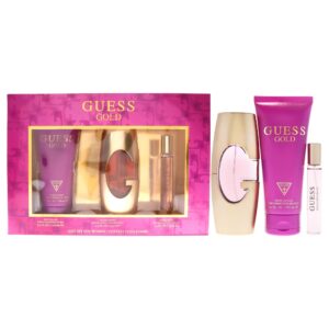 guess guess gold women 3 pc gift set 2.5oz edp spray, 0.5oz travel spray, 6.7oz body lotion