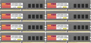 nvtek 128gb (8x16gb) ddr4 3200mhz pc4-25600 udimm 2rx8 1.2v cl22 288-pin non-ecc unbuffered desktop pc computer memory kit