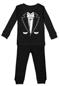 white tuxedo - fancy funny infant/toddler shirt & pants set (black top/black bottoms, 4t)