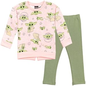 star wars the mandalorian the child toddler girls fleece sweatshirt legging set pink/green 5t