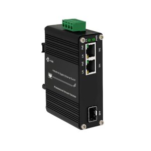 mini industrial 2 ports gigabit poe media converter 12~48v dc input hardened 10/100/1000m 48v 30w poe ethernet to fiber optic converter 802.3af/at support 100/1000m sfp module auto sensing