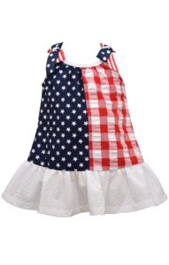 bonnie jean girl's 4th of july dress - patriotic stars and stripes flag dress for baby toddler and little girls, 3-6 months