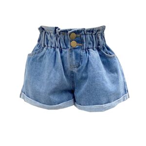 moru toddler baby girls casual denim shorts summer high waisted jeans short (blue, 12-24 months)