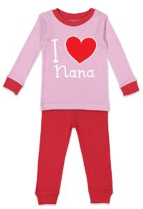 i love my nana - heart cute infant/toddler shirt & pants set (pink & red top/red bottoms, 3t)