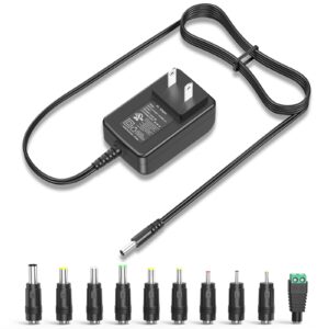 perfeidy ul listed 24v 1a 0.8a 0.5a ac adapter switching power supply universal charger 10 jacks dc adaptor 24 volt 1.0a 850ma 800ma 600ma 500ma regulated transformer plug 6.0ft long cord