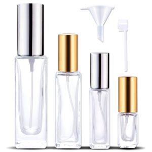 skogfe refillable perfume atomizer bottle-glass empty spray bottle,atomizer perfume bottle refillable travel 4 pack, packed with funnels pipettes dispensers