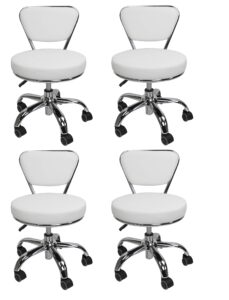 set of 4 dayton white salon nail pedicure stool pneumatic, adjustable height, rolling salon furniture & equipment