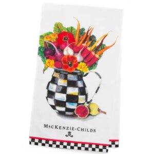 mackenzie-childs cotton dish towel, cute decorative kitchen dish towel for cleaning and home decor, set of 1, vegetable bouquet