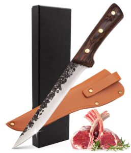 zeng jia dao full tang boning knife fillet knife with sheath, for deboning, meat cutting and slicing，6 inch razor sharp meat cleaver butcher knife