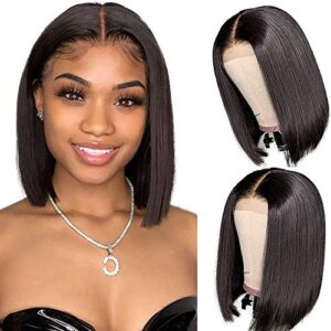 mimore short straight bob wig t-part lace front human hair wigs for black women 8inch short bob wigs human hair lace closure wigs brazilian hair wigs straight human hair pre plucked with baby hair