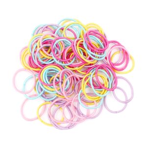 yeepsys kids hair ties, 100 pcs hair elastic bands for toddler and girls , baby multicolor small seamless hair bands elastic ponytail holders (100 pcs, bright multicolor)