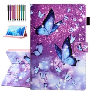 yunhotic case for samsung galaxy tab a7 10.4 inch 2020 release, (sm-t500/t505/t507) premium pu leather folding stand cover with pen holder & multiple viewing angles - purple butterfly