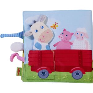 haba fabric book down on the farm with removable finger puppet