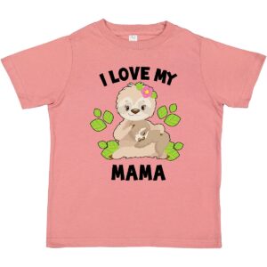 inktastic cute sloth i love my mama with green leaves toddler t-shirt 2t mauve 38290