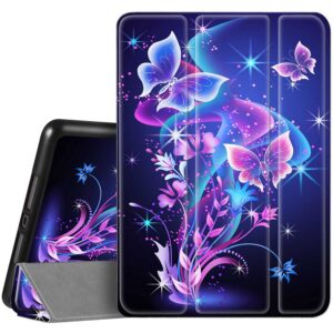 hi space for ipad 9th 8th 7th generation case for ipad cover 10.2 inch for ipad case 2021 2020 2019 butterfly for ipad 9 8 case with pencil holder, protective cover auto sleep wake for a2270 a2428