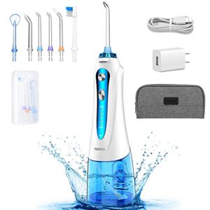 water dental flosser cordless for teeth - h2ofloss portable oral irrigator, rechargeable water teeth cleaner for home travel, ipx7 waterproof, 5 modes and 6 jet tips for braces & bridges care