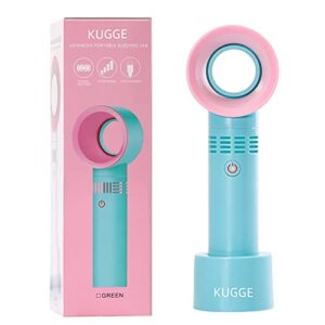 kugge bladeless mini eyelash fan dryer, portable 2000mah usb rechargeable handheld lash fan dryer for eyelash extensions (green)