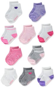 hanes baby girls lightweight ez sort ankle socks, 10-pair pack socks, assorted, 12-24 months us