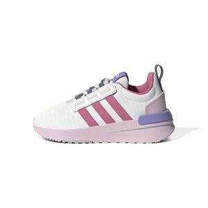 adidas kids racer tr21 running shoe, white/rose tone/clear pink, 9 us unisex toddler