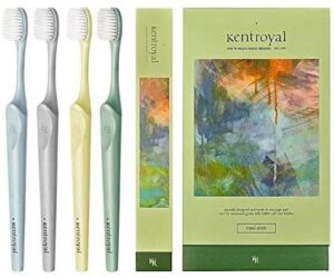 [kent] royal smile - gentle action ultra soft, eco-friendly bpa free toothbrush for sensitive teeth, gums for adults & teens - 8pcs