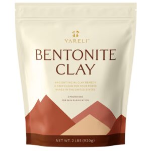 yareli bentonite clay powder facial mask & detox bath, pure indian healing clay, 2lb (32oz)