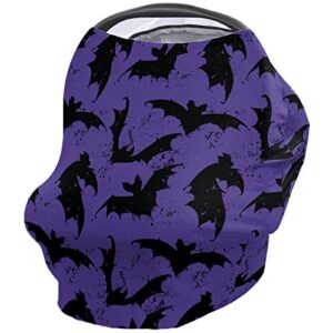 halloween ultra-soft baby car seat cover for spring autumn winter, windproof shopping cart covers, breastfeeding scarf high chair covers - silhouette of flying bats